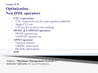 Lecture 8 -10 Optimization. New DML operators презентация, доклад