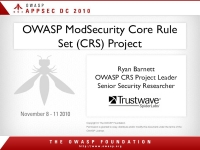 OWASP ModSecurity Core Rule Set (CRS) Project презентация, доклад